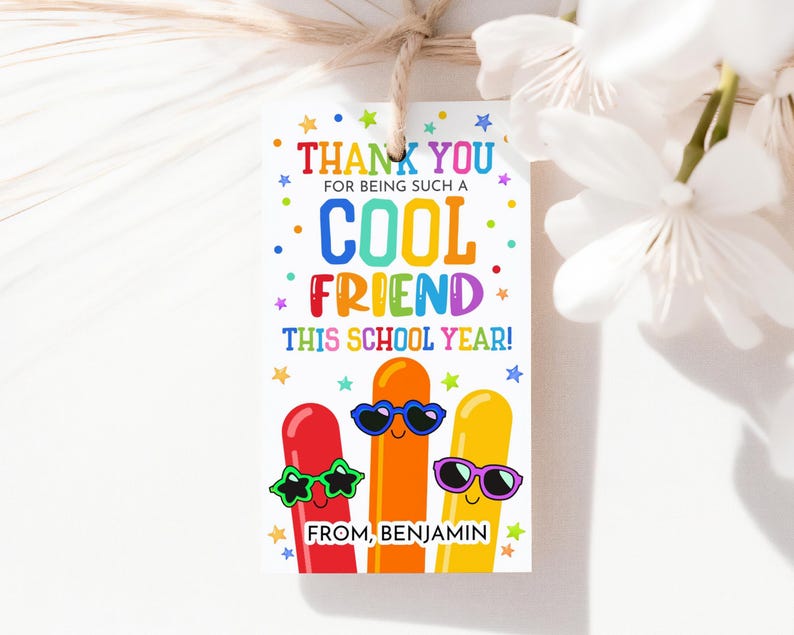 Freeze Pop Ice Popsicle Gift Tags Cool Friend End of School Year Gifts ...