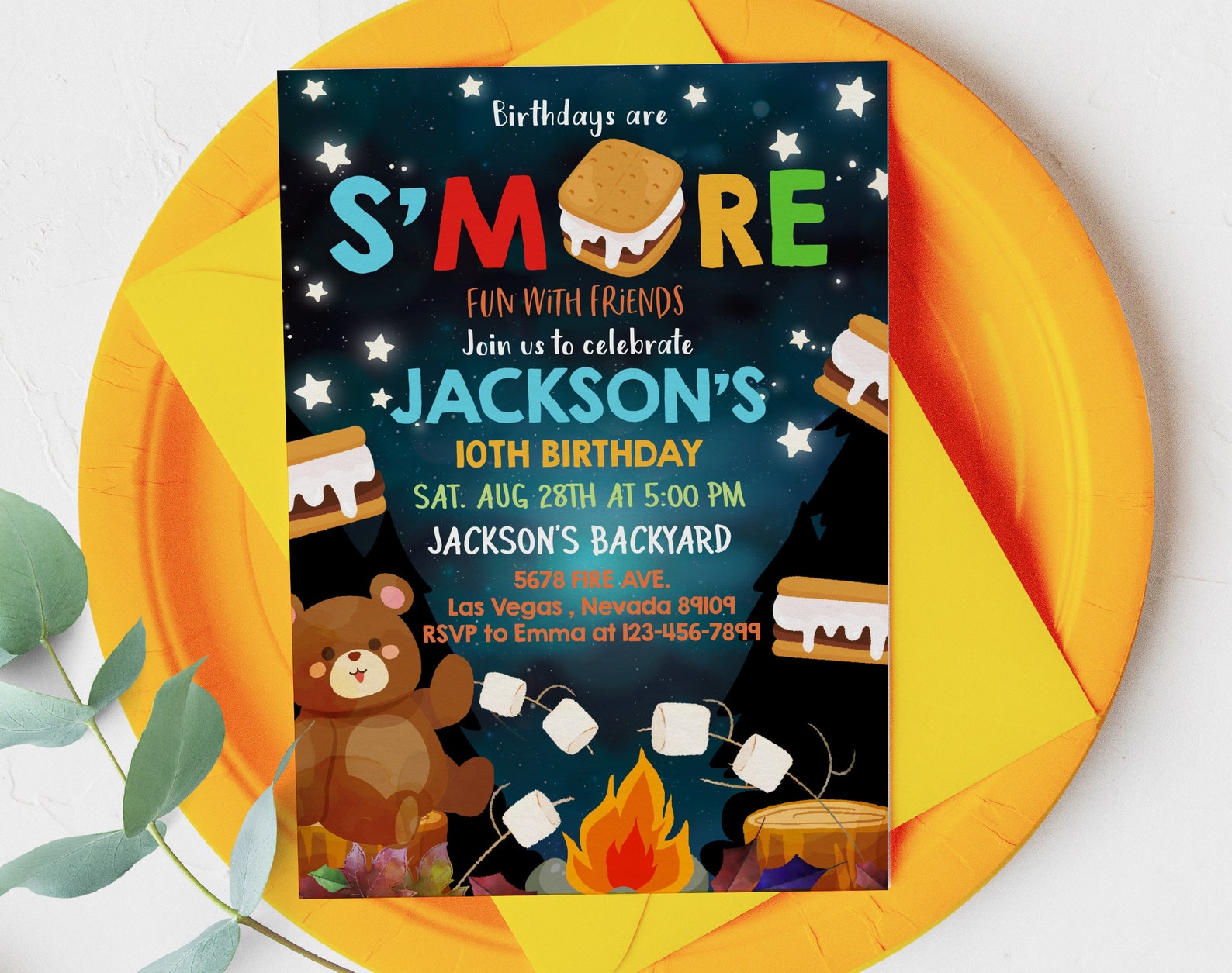 Smore Invitation Birthday Party Bonfire Invite Camp Fun Picnic - Etsy