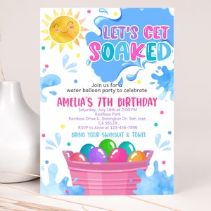 Water Balloon Birthday Invitation Water Fight Birthday Invite Let's Get ...