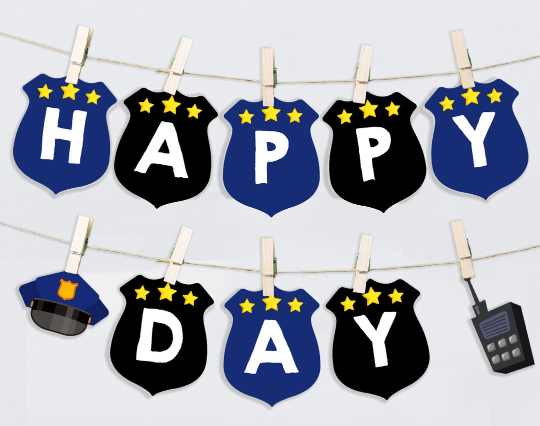 Police Birthday Banner Boy 1st Birthday Party Decor Police Officer ...