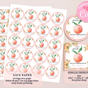 Peach Birthday Favor Tags One Sweet as a Peach Thank You Stickers ...
