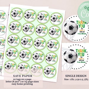 Soccer Birthday Favor Tags Football Gift Tags Kids Birthday Party ...