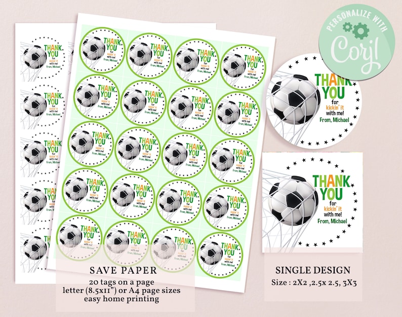 Soccer Birthday Favor Tags Football Gift Tags Kids Birthday Party ...