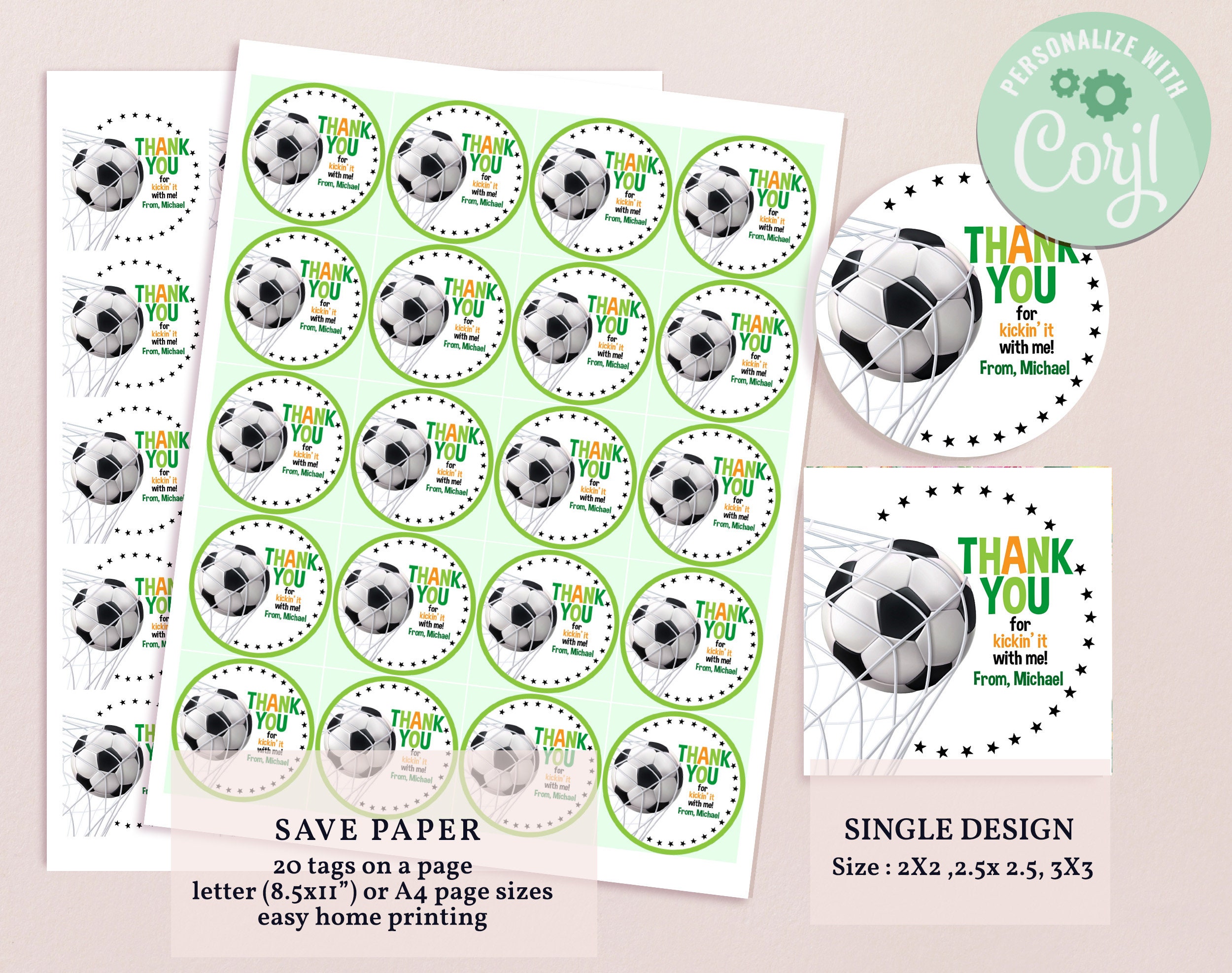 Soccer Birthday Favor Tags Football Gift Tags Kids Birthday Party ...