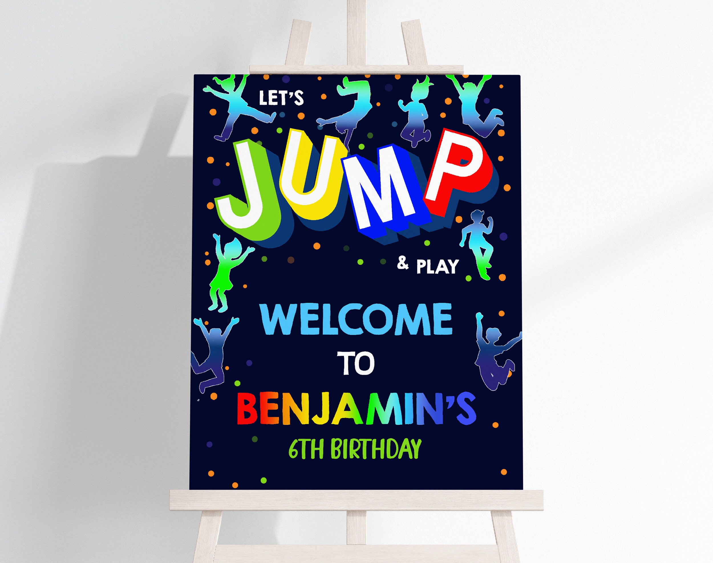Jump Birthday Party Welcome Sign Poster Trampoline Banner Let's House ...