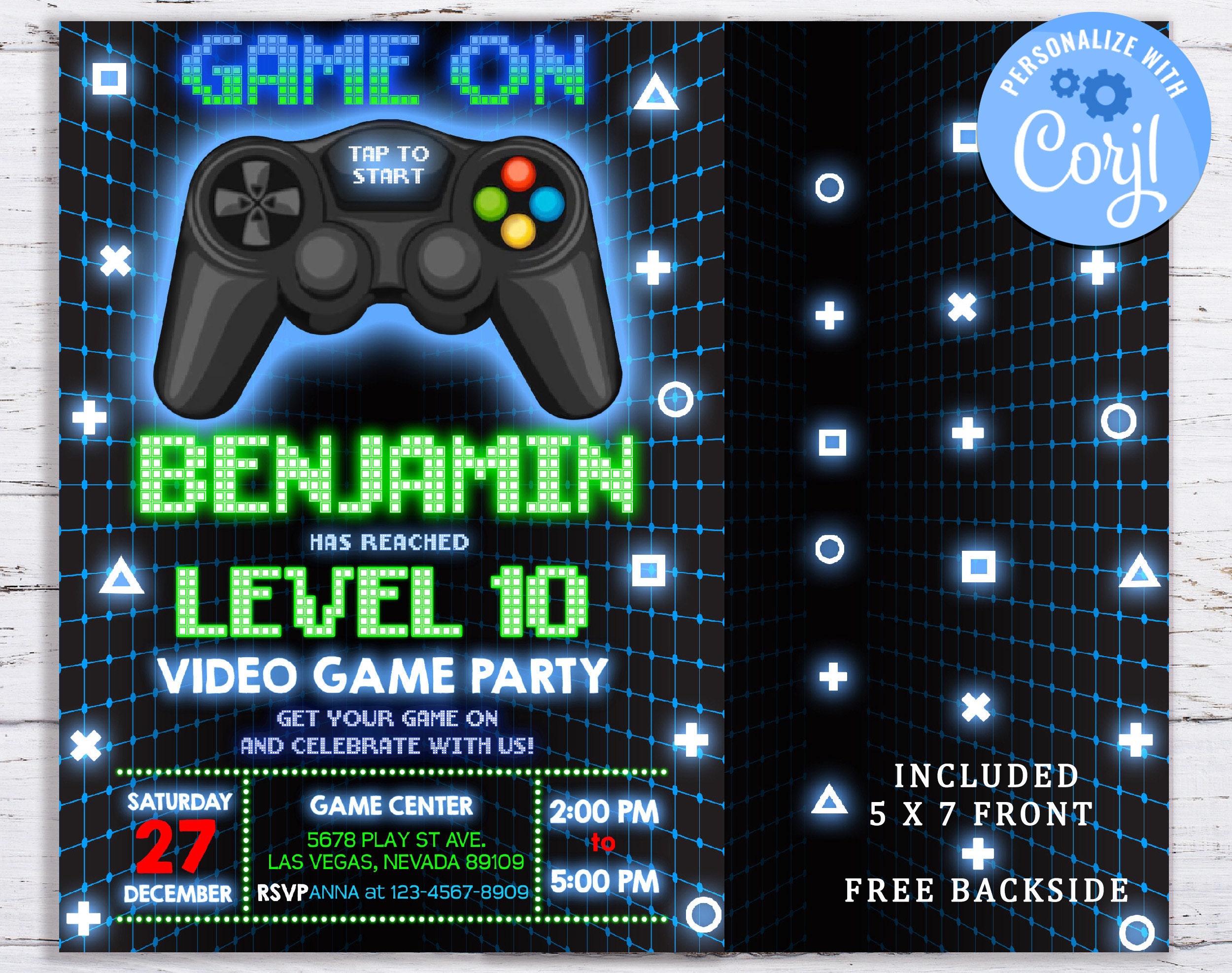 Video Game Invitation Birthday Party Invites Arcade Gaming - Etsy Canada