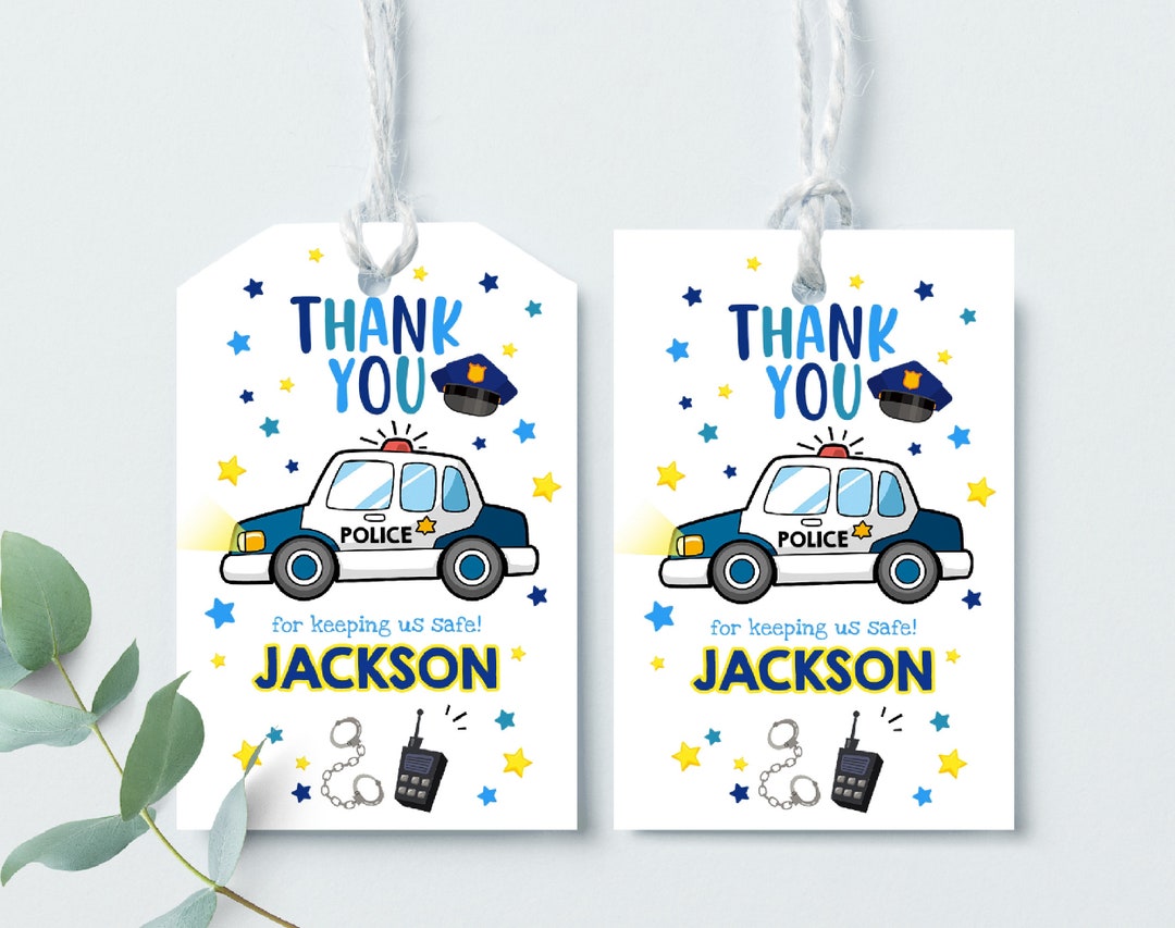 Police Birthday Favor Tags Police Officer Gift Tags Boy 1st Birthday ...