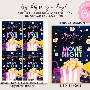 Backyard Movie Night Birthday Juice Pouch Labels Girls Slumber Party ...