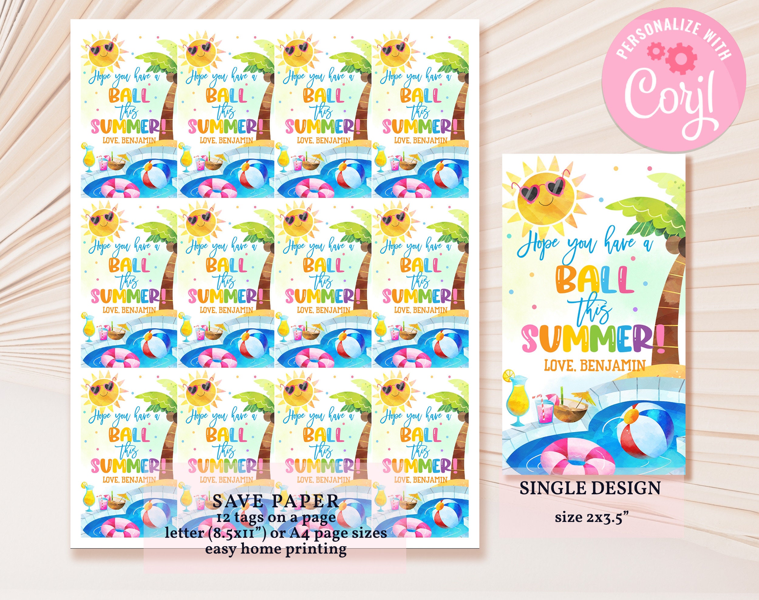 Hope You Have a Ball This Summer Tag End of School Year Gift Tags PTO ...