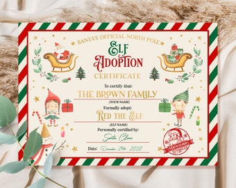 Elf Adoption Certificate - Etsy