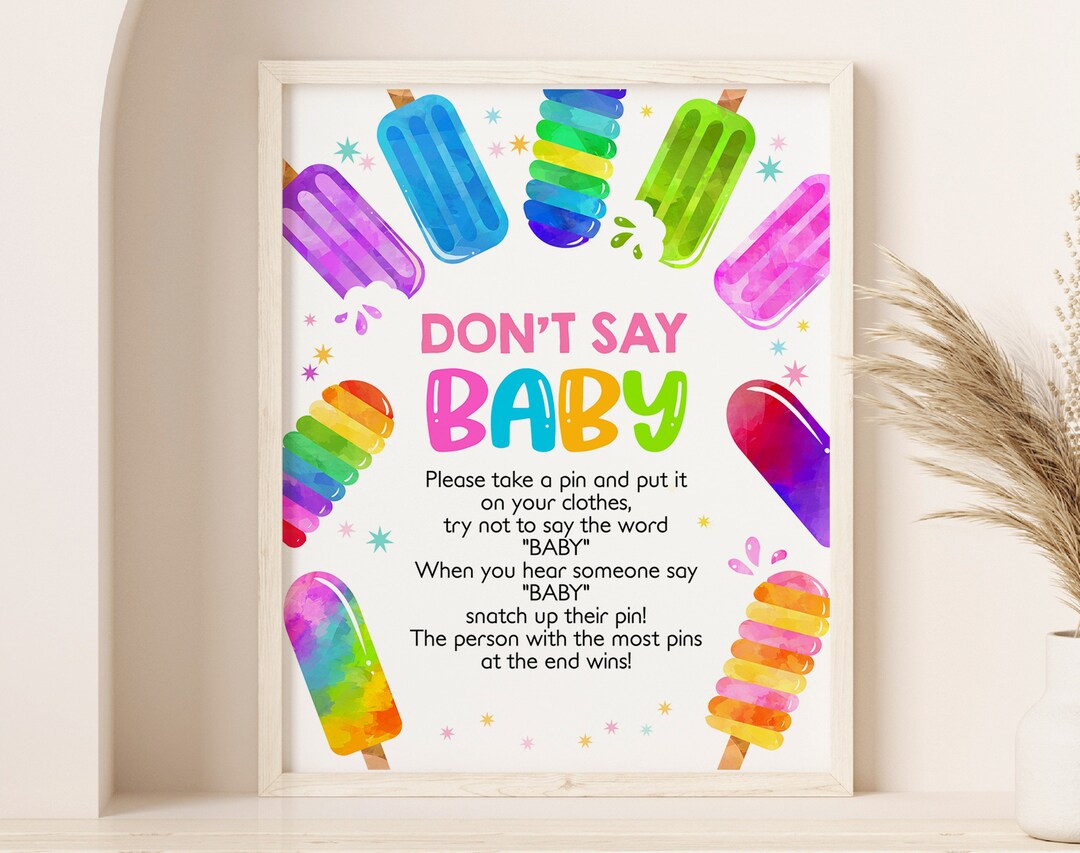 Popsicle Baby Shower Table Sign Don't Say Baby Game She's Ready to Pop ...