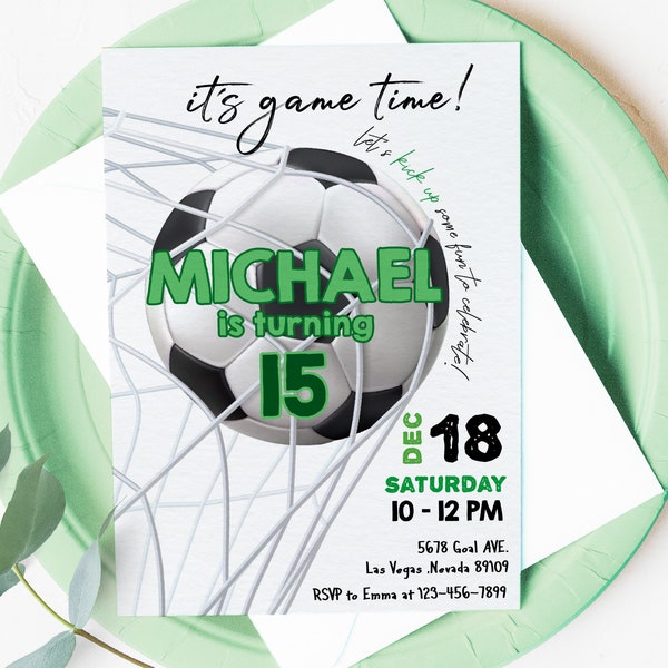 Soccer Party Invite - Etsy