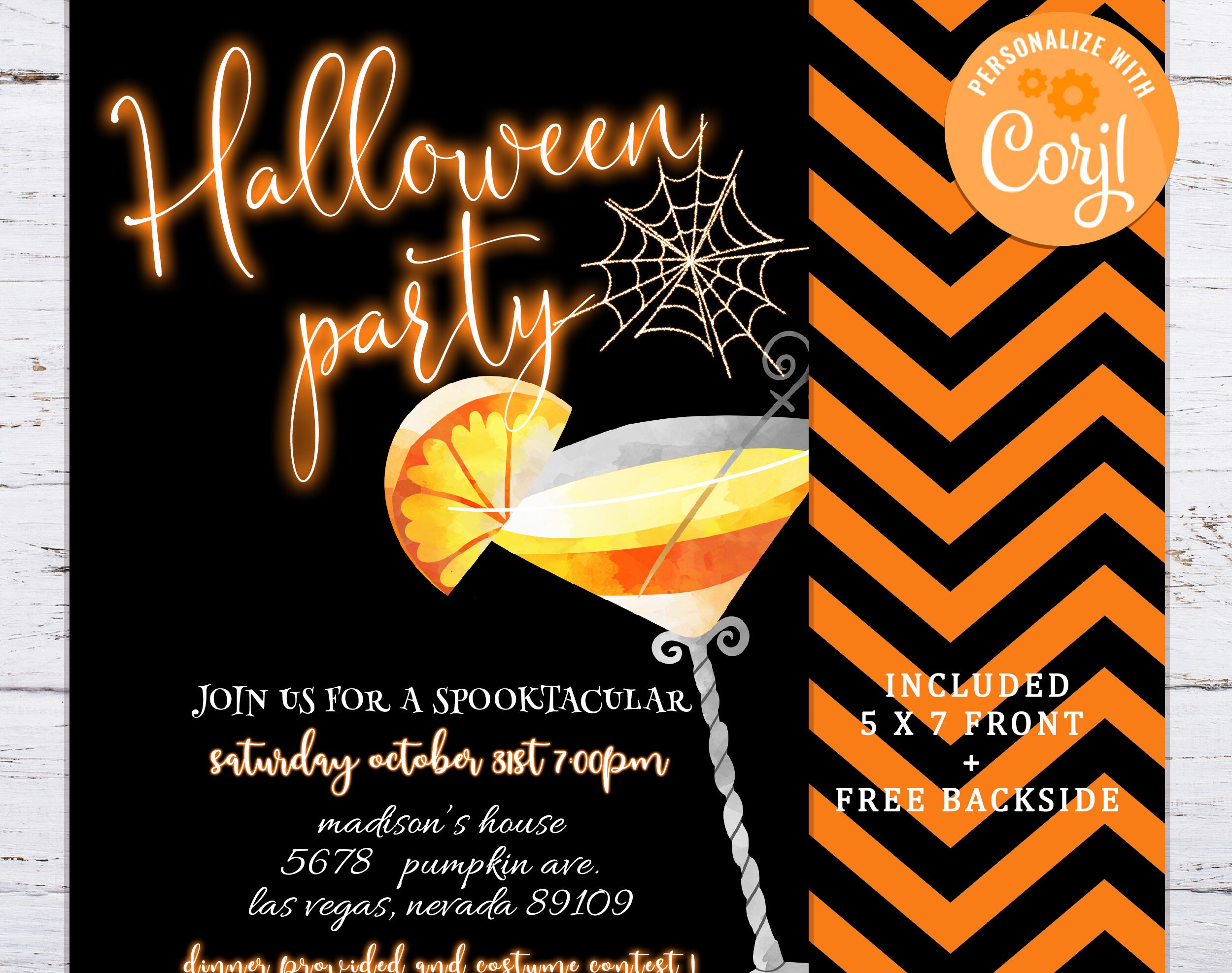 Adult Halloween Invitation Party Invites Costume and Cocktail - Etsy