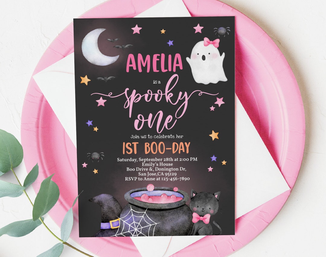 Halloween Birthday Invitation Spooky One Invitation - Etsy