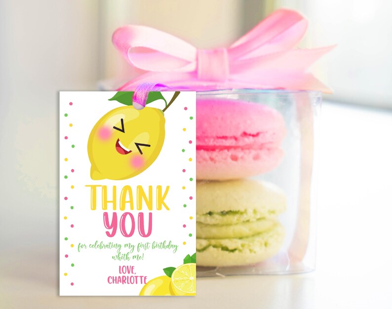 Lemon Gift Tag Birthday Party Favor Label Lemonade Thank You - Etsy