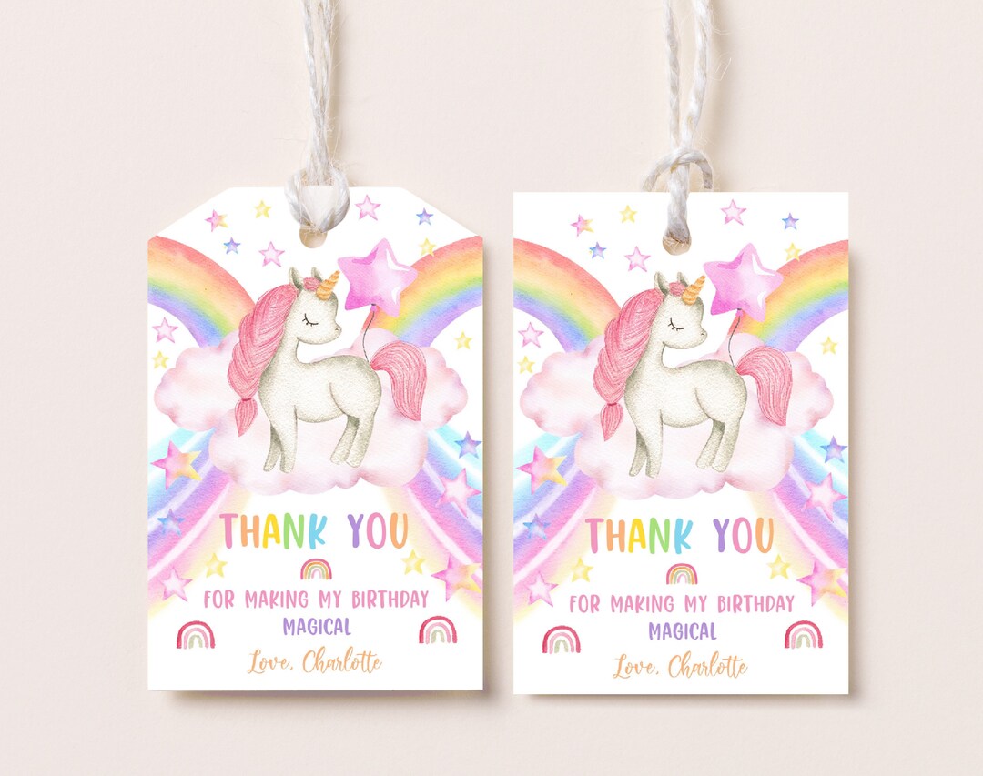 Unicorn Birthday Favor Tags Girl 1st First Birthday Party Favors Pastel ...