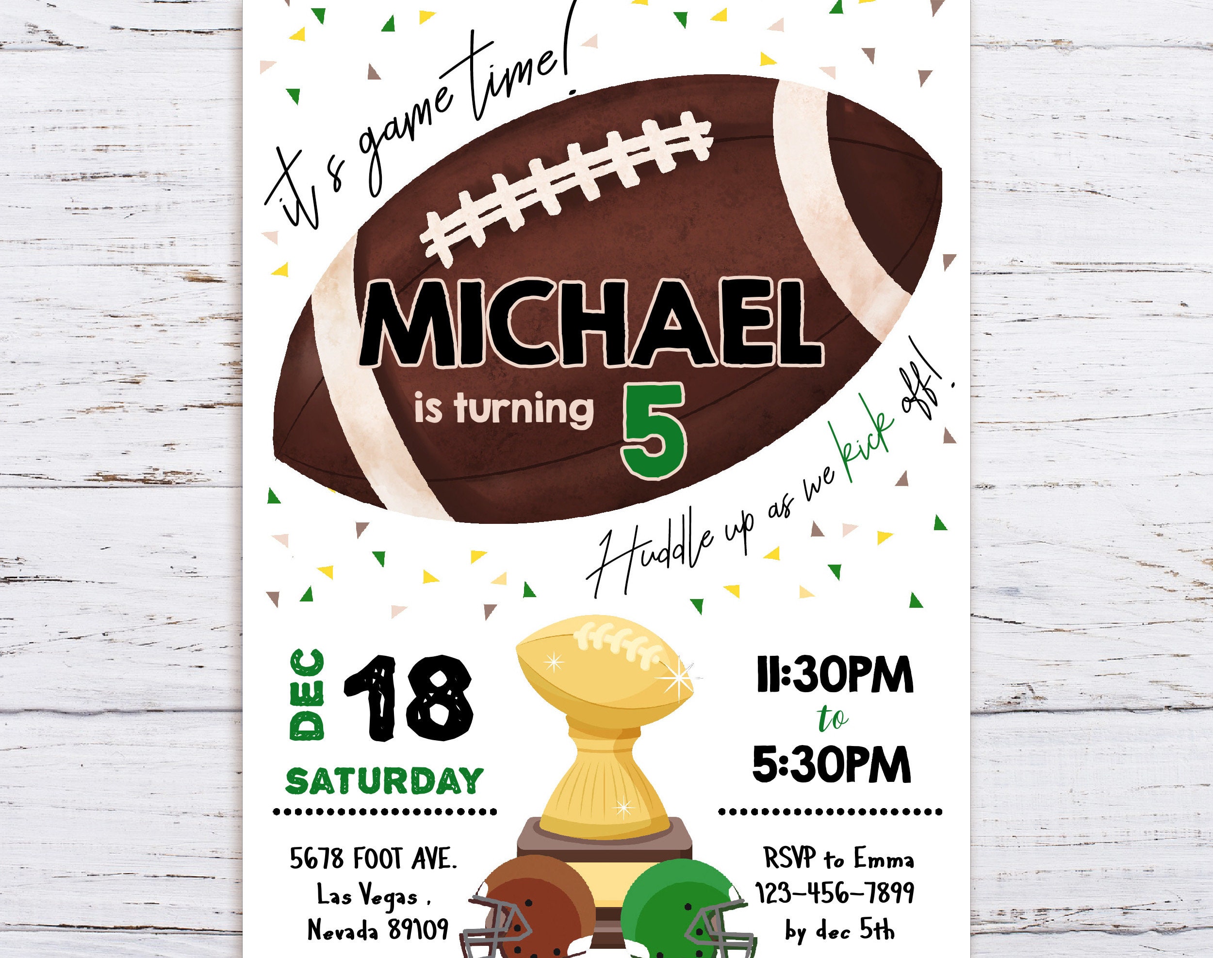 Football Invitation Birthday Party Invite Boy Sports NFL Touch - Etsy