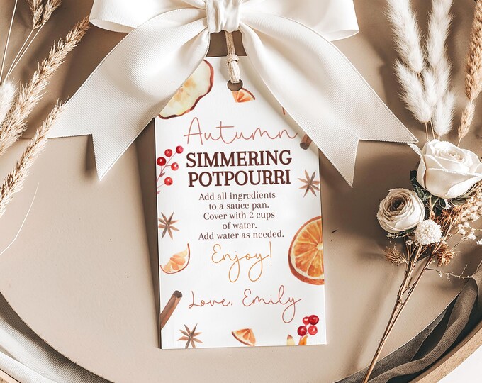 Fall Simmering Potpourri Gift Tag Autumn Simmer Pot Printable ...