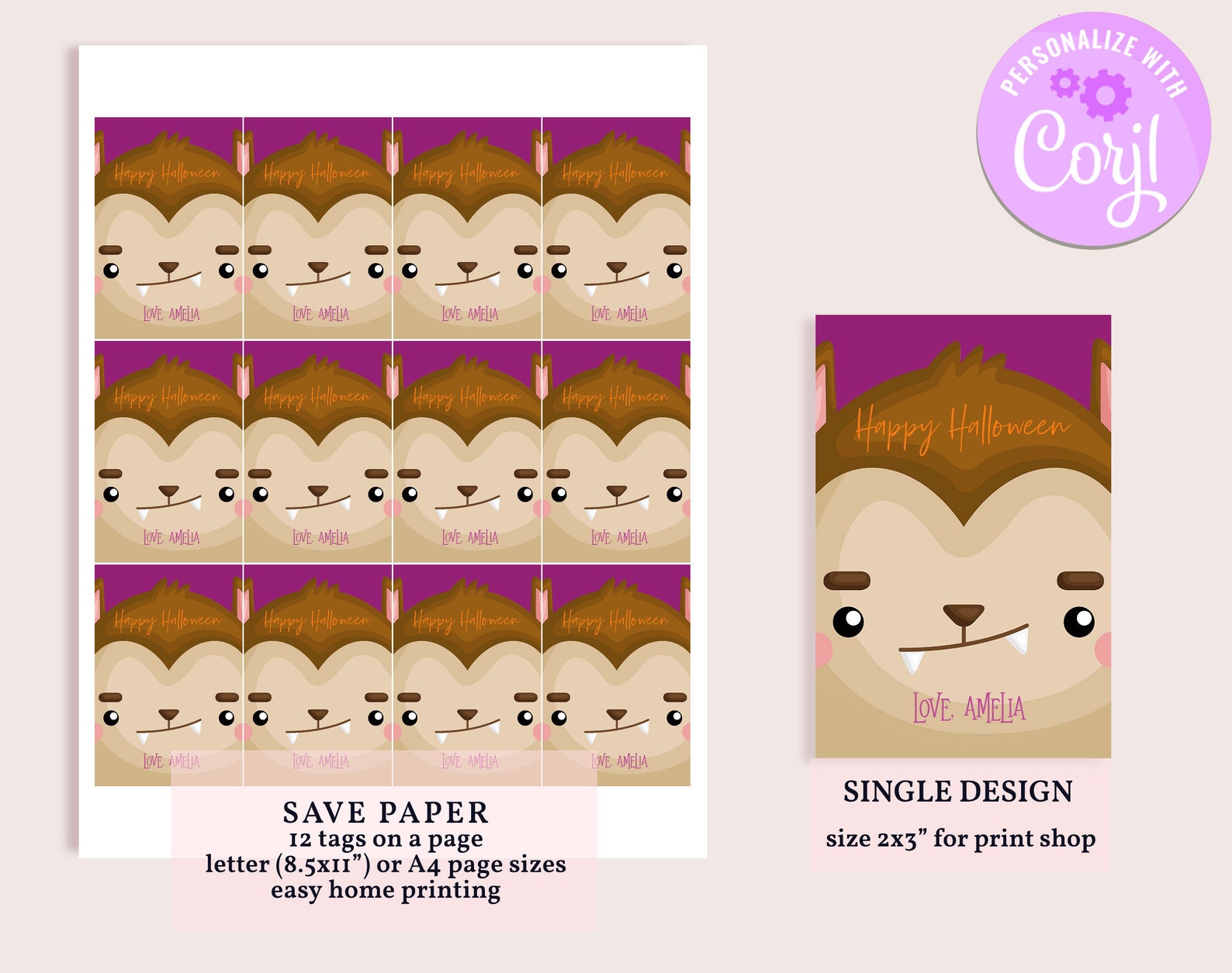 EDITABLE Halloween Favor Tags Party Gift Tags Set Spooky Ghost - Etsy