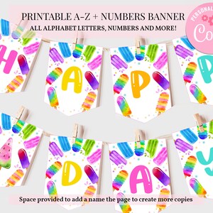 Popsicle Birthday Banner Boy Girl 1st Birthday Party Decor Ice Cream ...