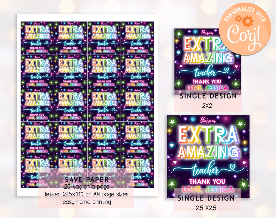 EDITABLE You're an Extra Amazing Teacher Appreciation Gift - Etsy