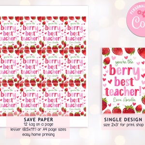 You're the Berry Best Teacher Appreciation Tag Strawberry Printable ...