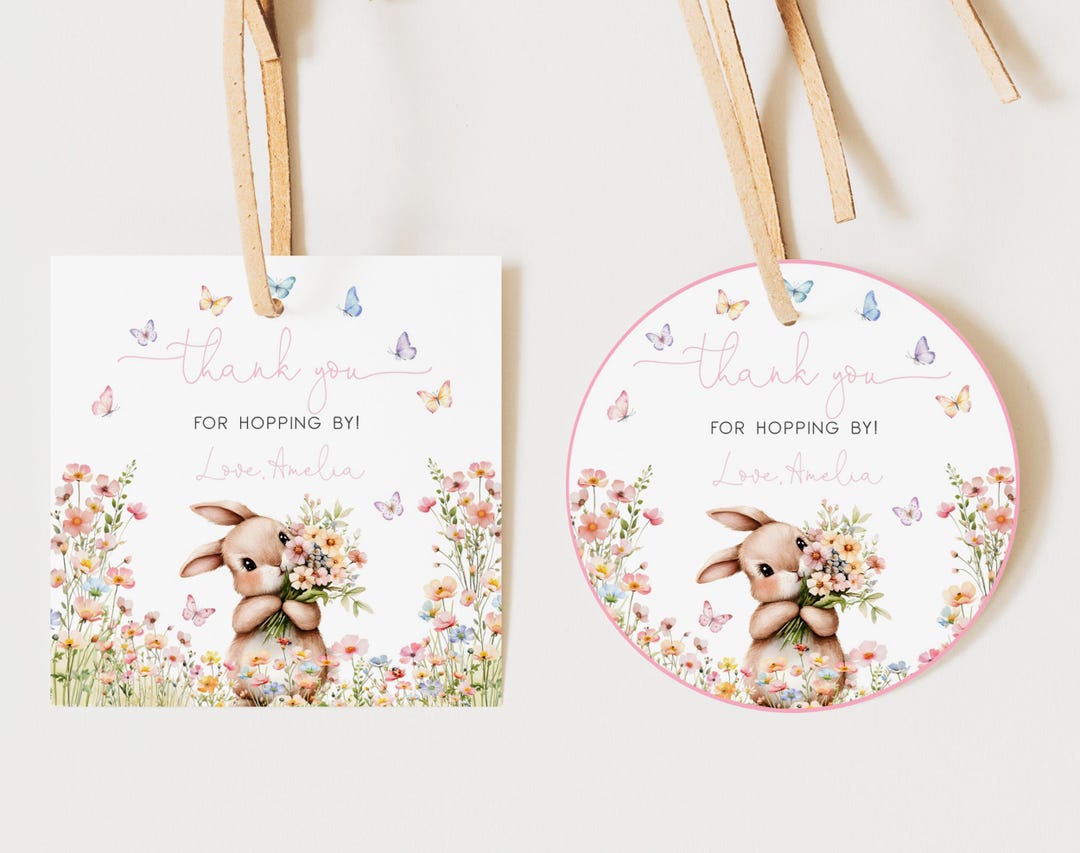 Some Bunny Birthday Gift Tags Wildflower Butterfly Baby Shower Favor ...