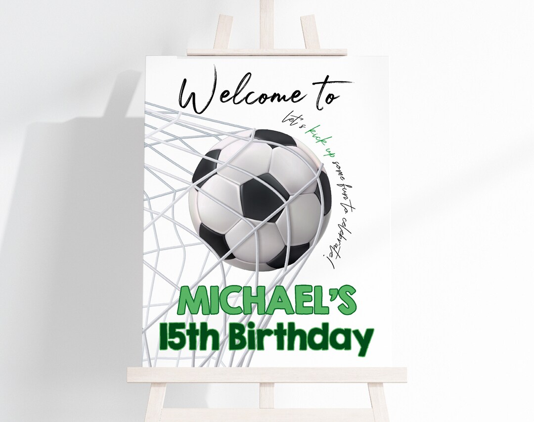 Soccer Birthday Welcome Sign Football Party Poster Boy Birthday Decor ...