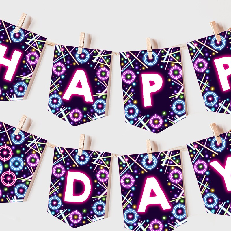 Neon Birthday Banner - Etsy