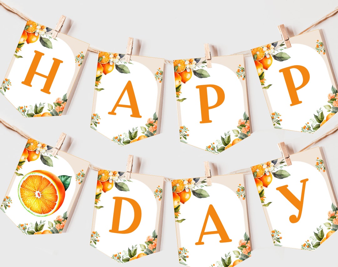 Orange Birthday Banner Little Cutie Girl 1st Birthday Party Decor ...