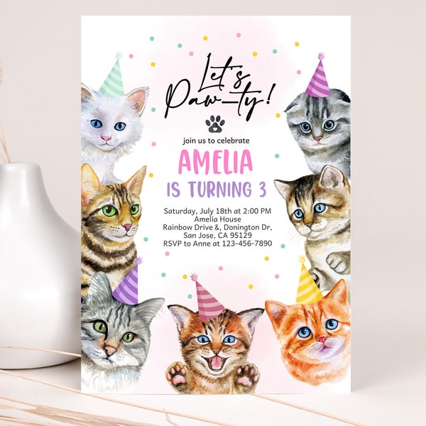 Cat Invitation - Etsy