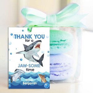 Shark Gift Tag Birthday Favor Pool Party Summer Label End of School ...
