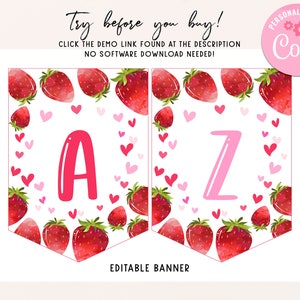 Strawberry Birthday Banner Berry First Birthday Party Decor Girl 1st ...