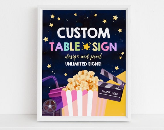 Custom Movie Night Sign Movie Party Sign Sleepover Party - Etsy
