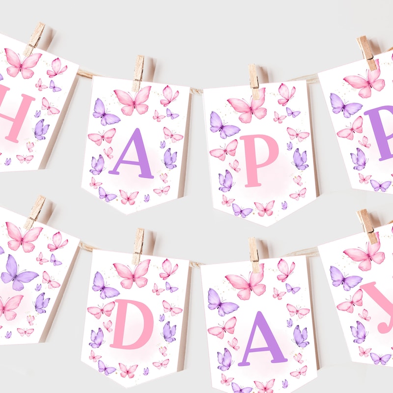 Butterfly Birthday Banner - Etsy