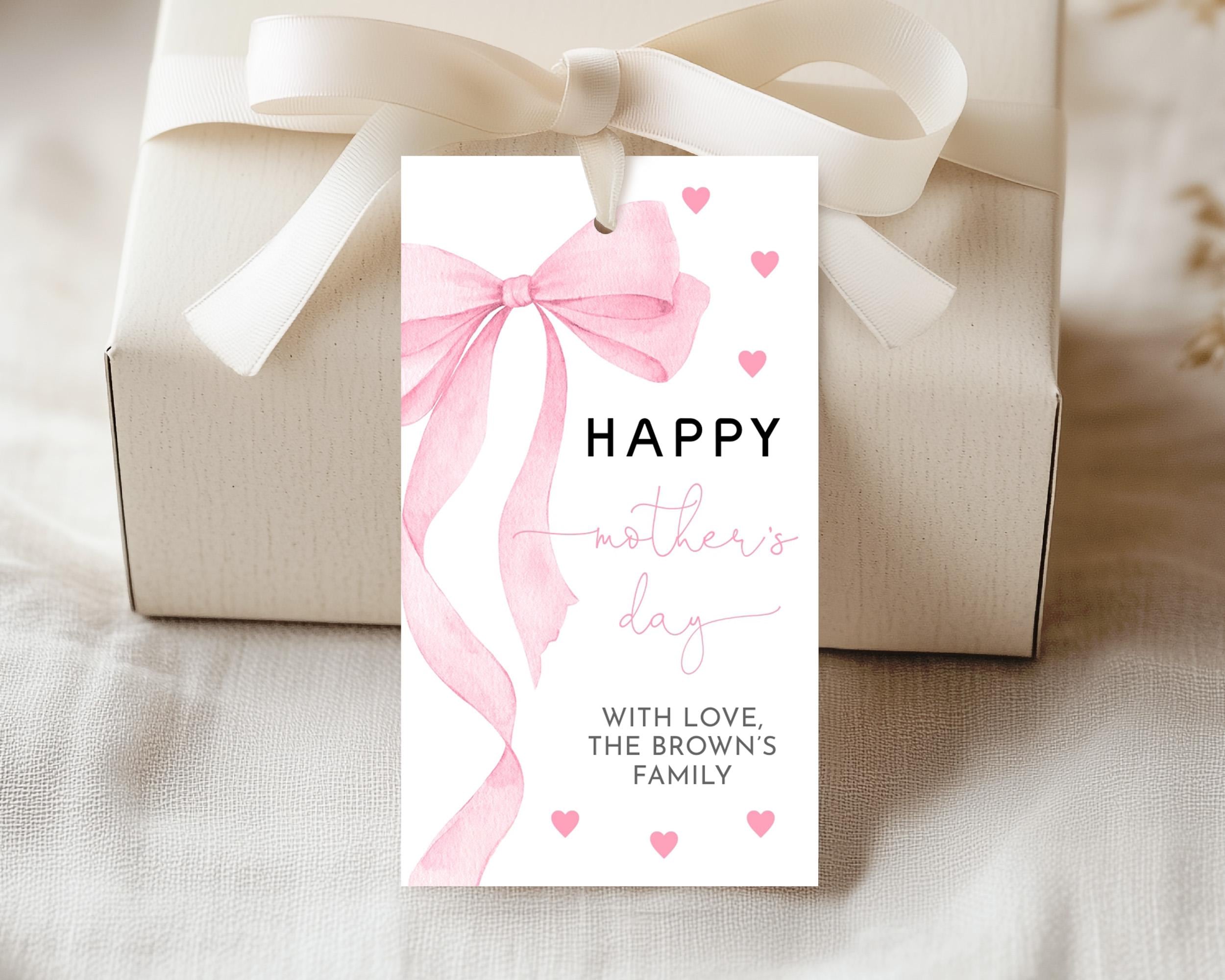 Happy Mother's Day Gift Tag Pink Bow Mothers Day Favor Tags Gifts for ...
