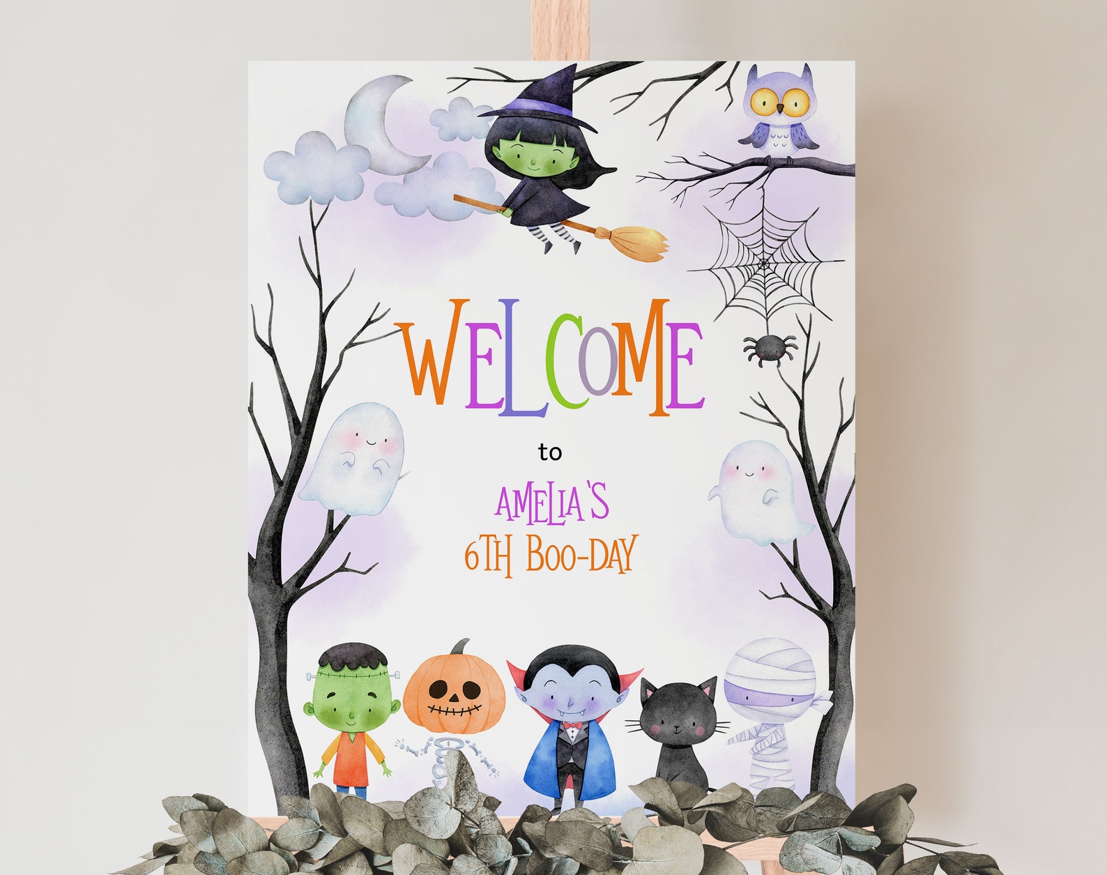 Halloween Birthday Welcome Sign Kids Halloween Costume Party Poster ...