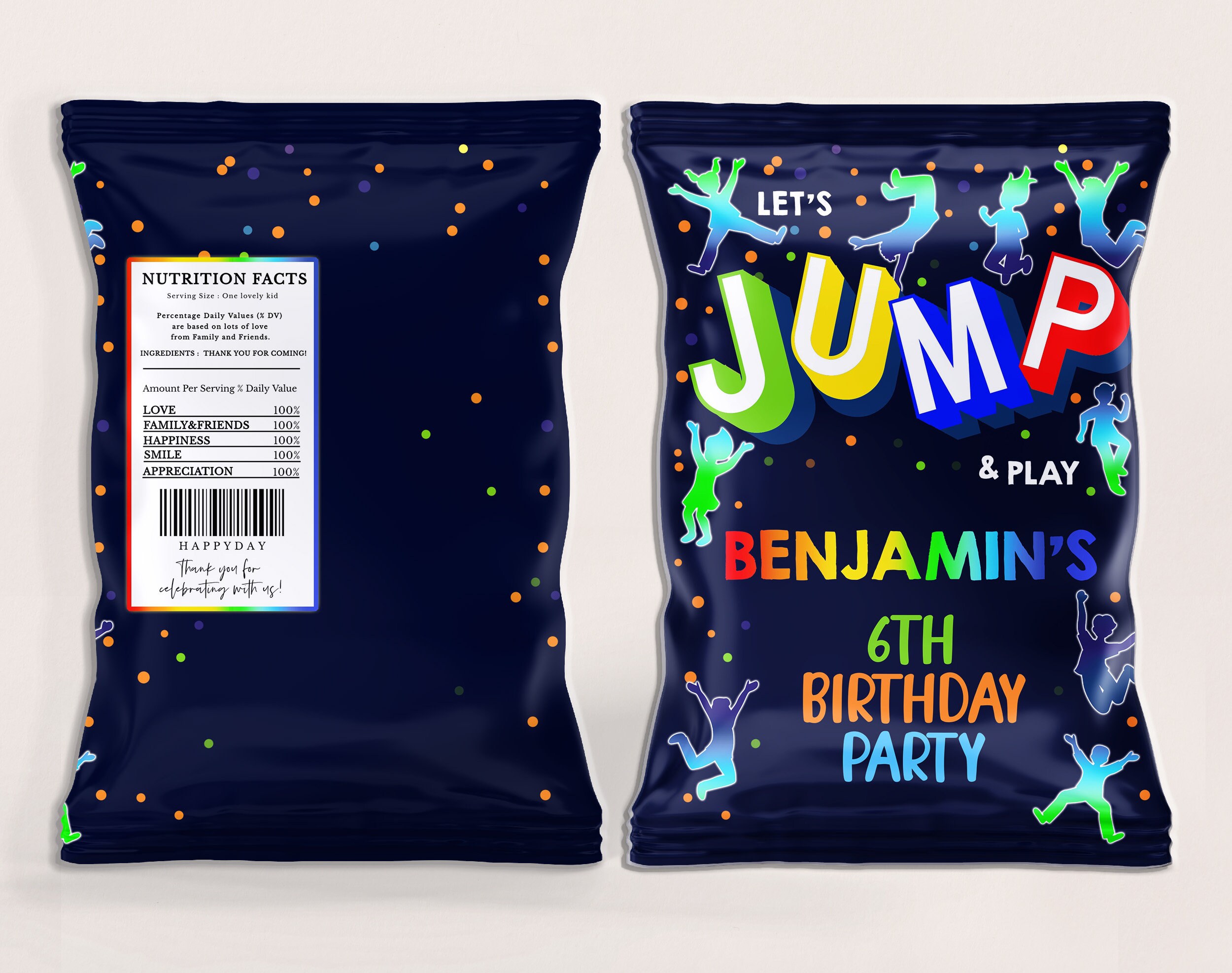 Jump Chip Bag Bounce House Birthday Party Decor Favors Trampoline Snack ...