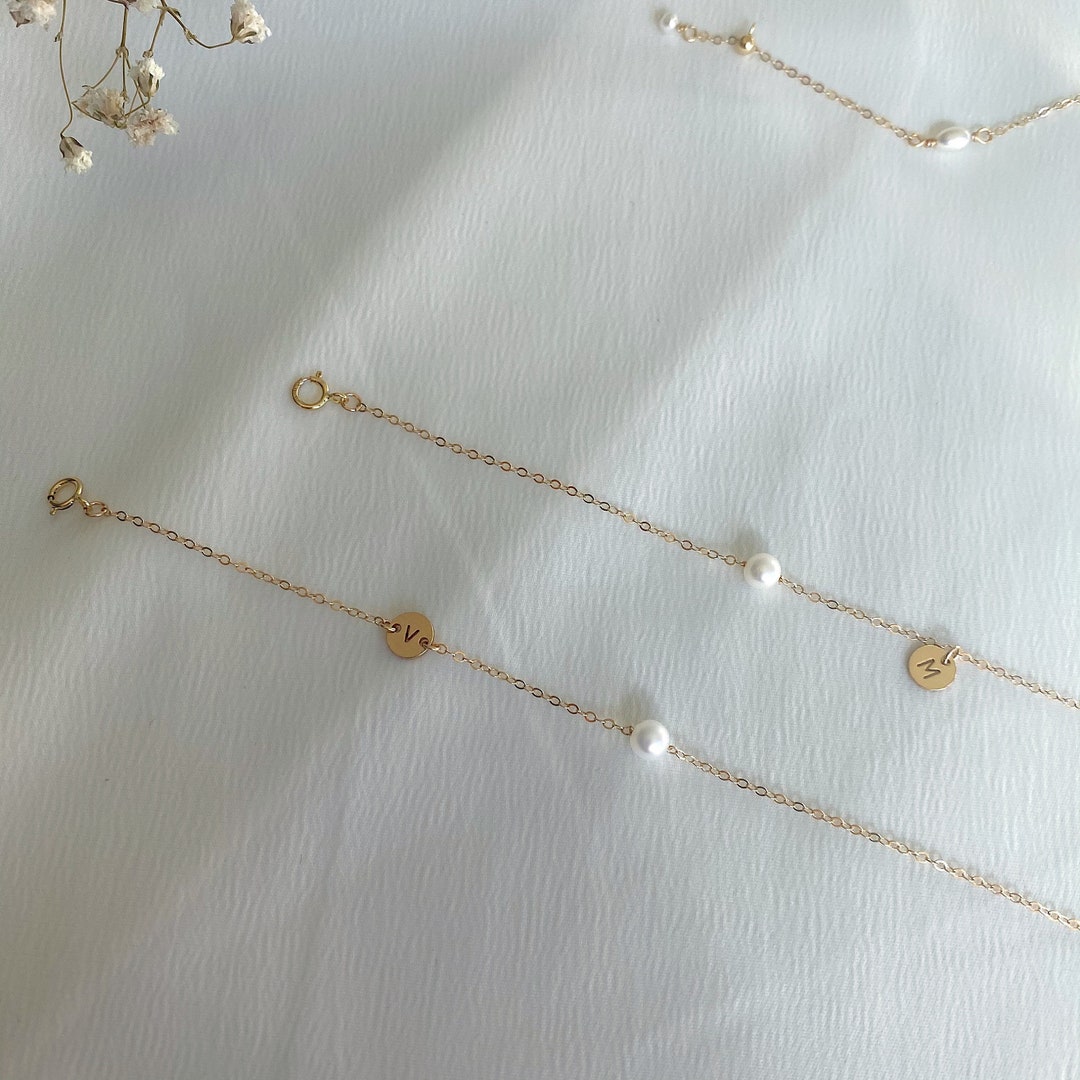 Bracelet initial de perles rempli dor 14 carats bracelet de - Etsy France