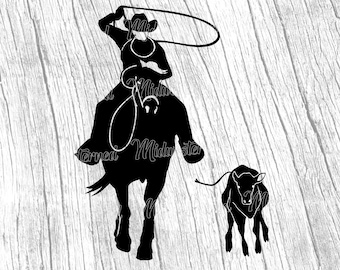 Rodeo Clipart, Calf Roping SVG, Roping Svg, Calf Roper Clipart, Team ...