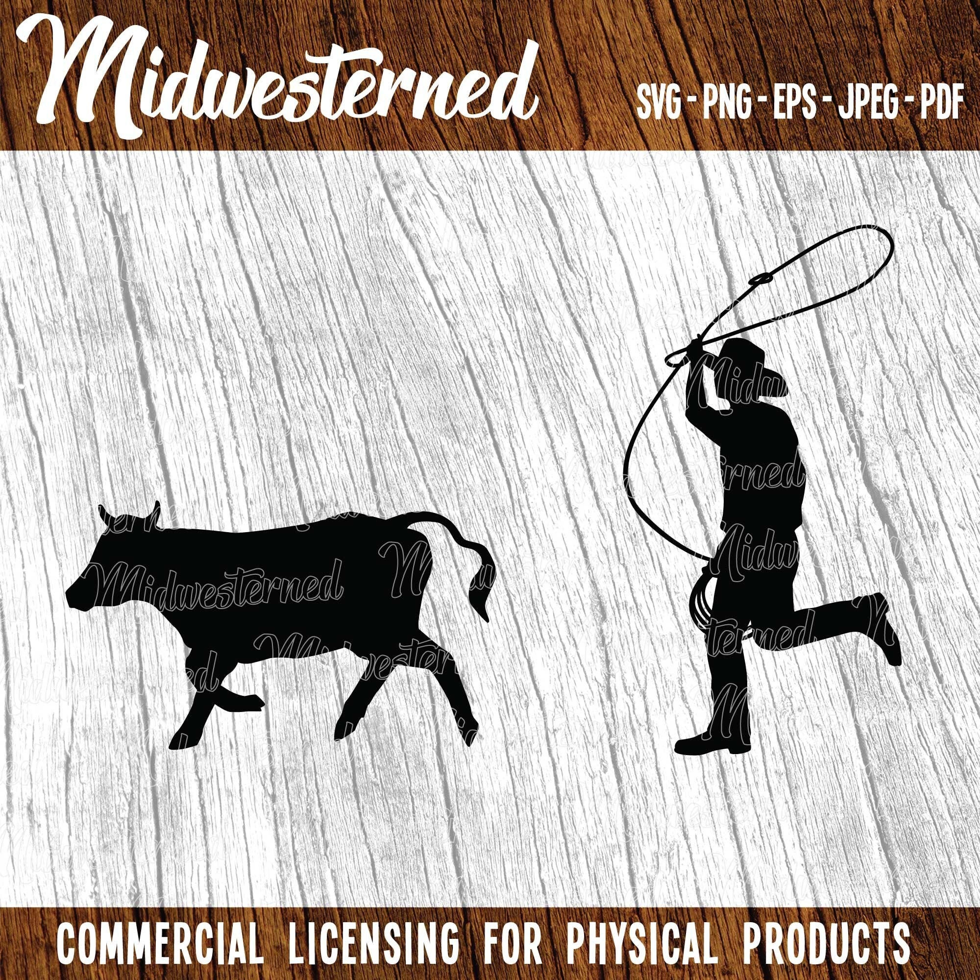 Cowboy Roping Steer SVG Calf Roping Svg Cowboy SVG Working Cattle ...