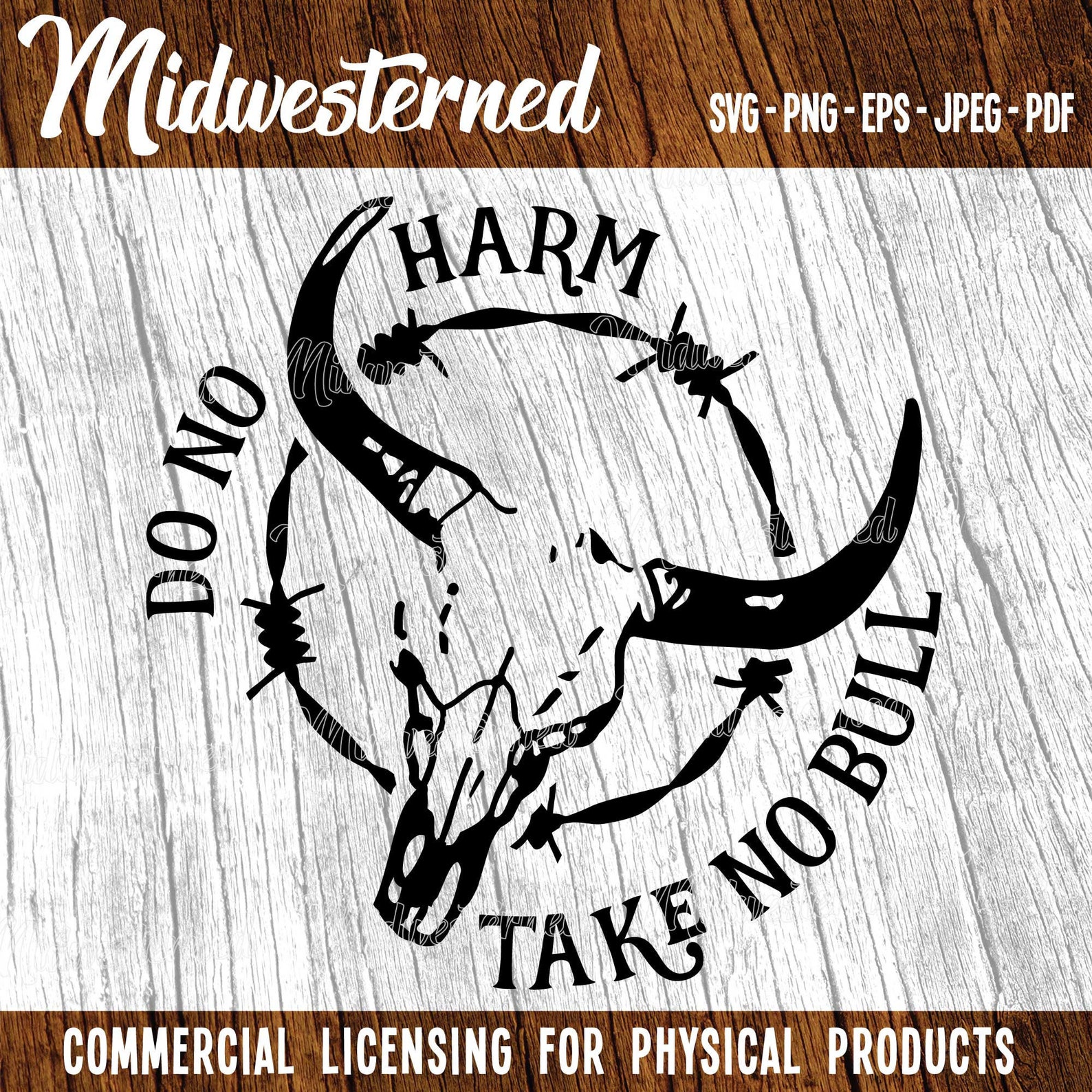 Do No Harm Take No Bull Svg - Bull Skull Decal - Etsy