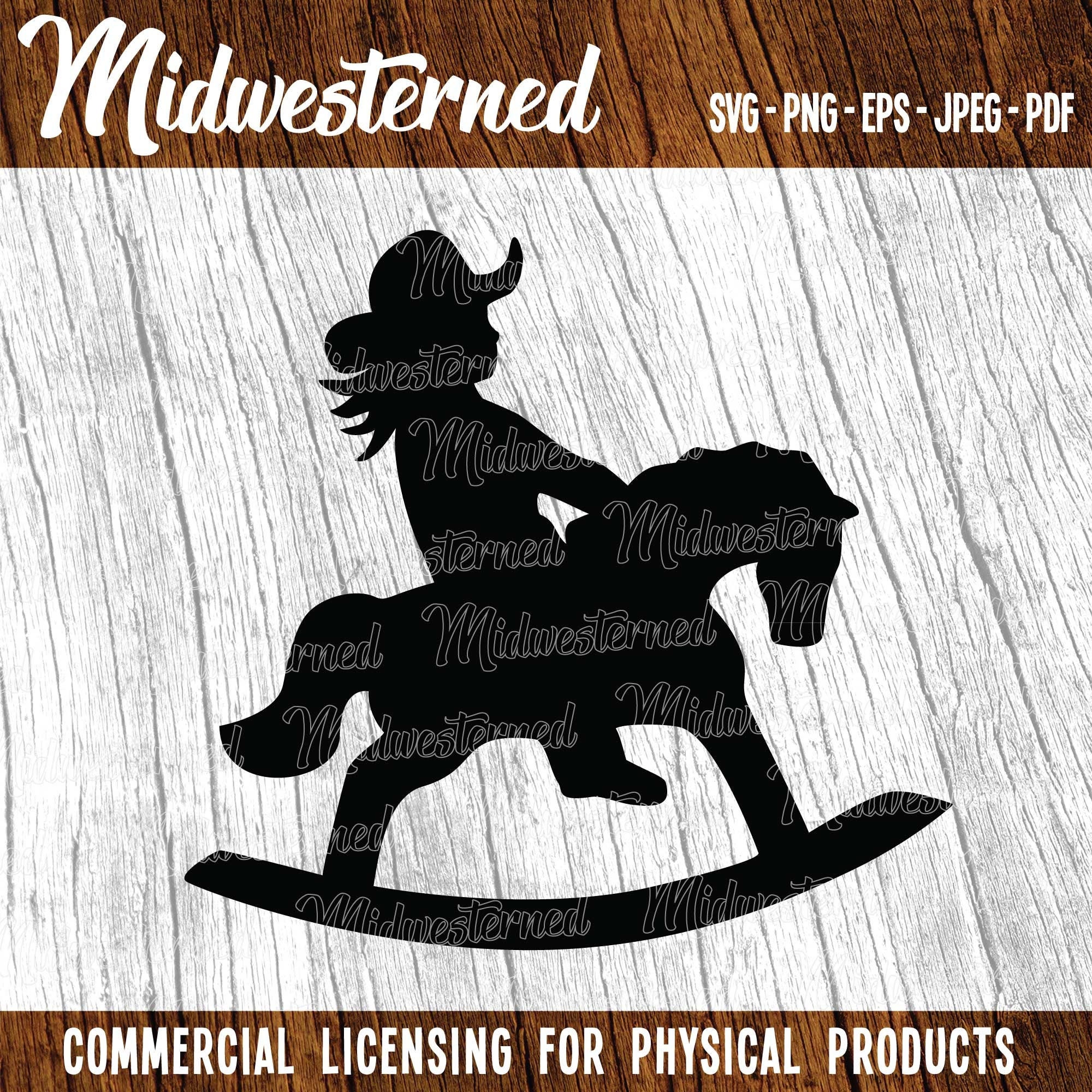 Rocking Horse Girl SVG Cowgirl Svg Toddler Horse Art Girl on Rocking ...