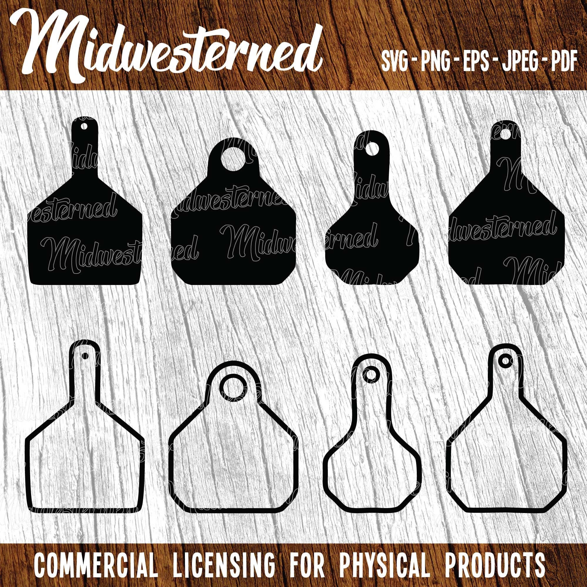 Cow Tags SVG Cow Tag Outlines Svg Cow Tag Silhouette Download Ear Tag ...