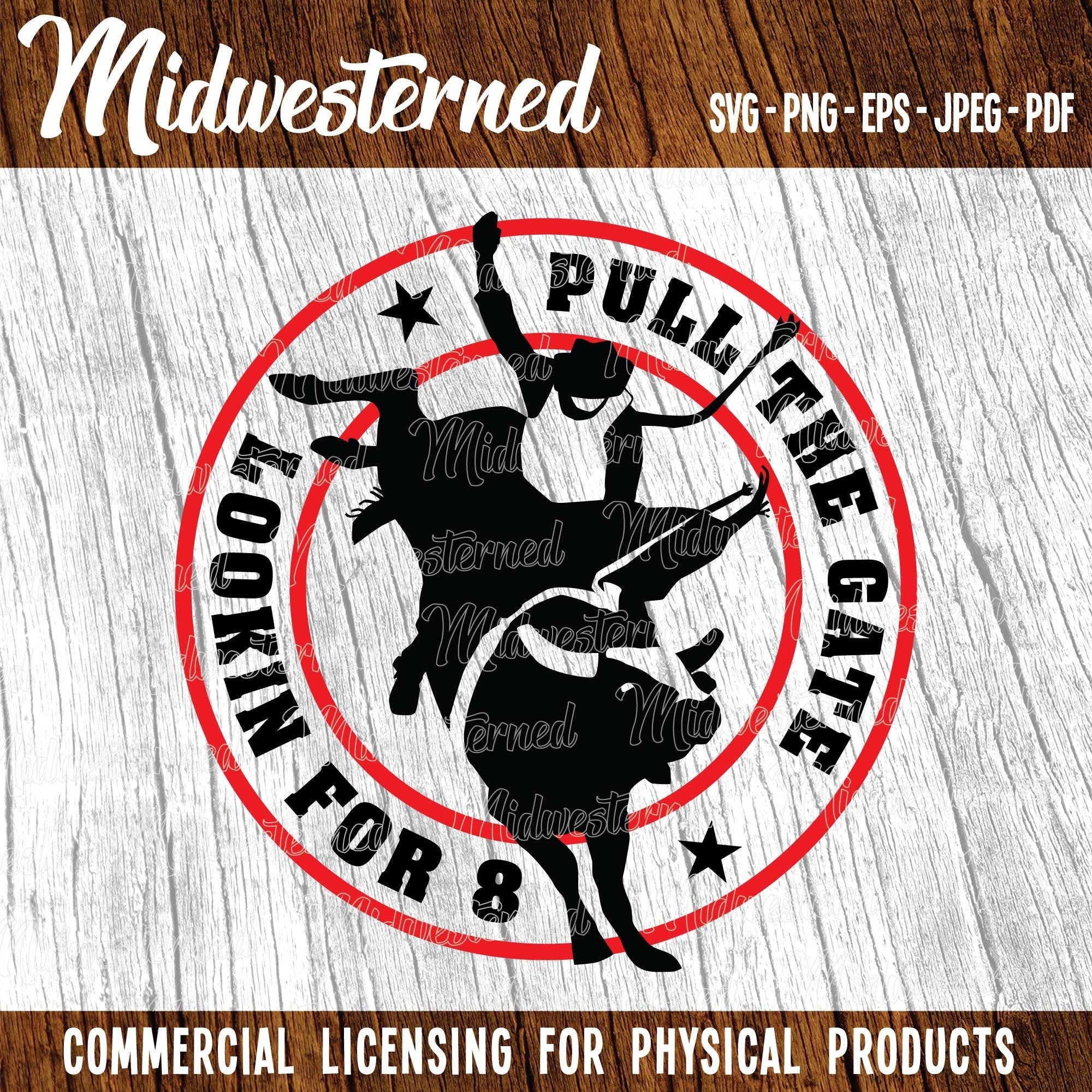 Bullrider SVG - Rodeo Decal - Bull Riding Tshirt Art - 8 Second Ride ...