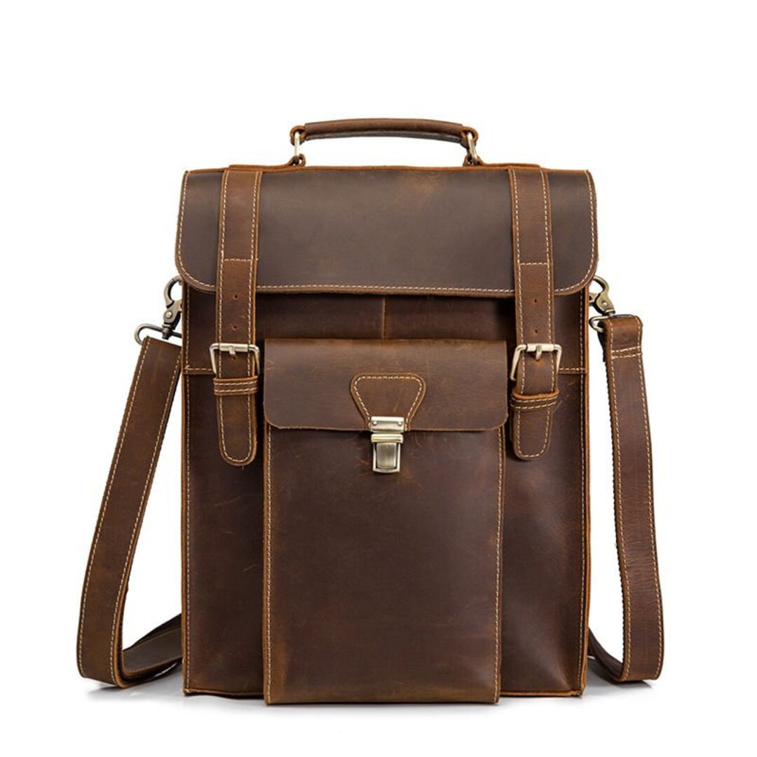 Vintage Leather Office School Computer Laptop Bag Travel Backpack Best ...