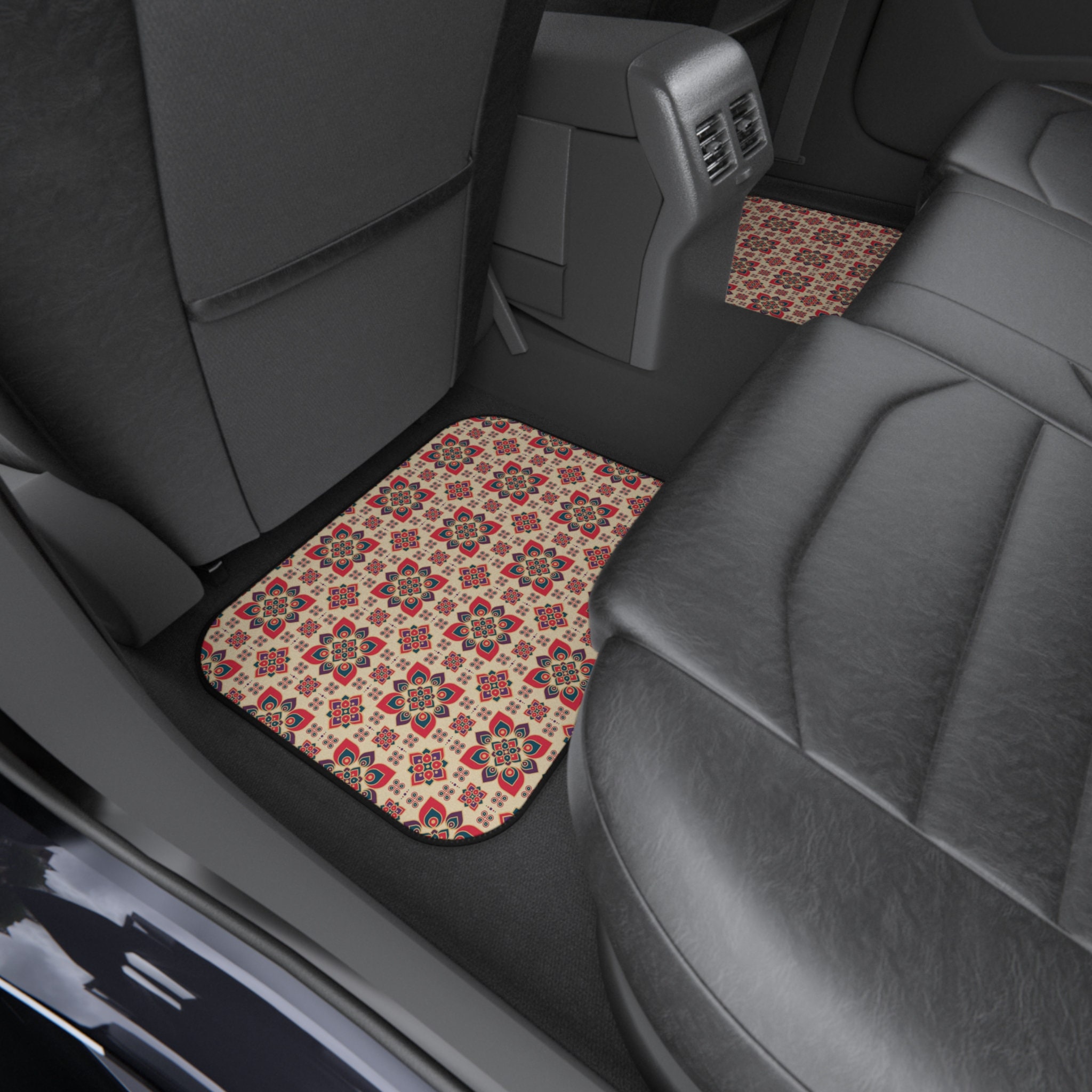 Seamless Rangoli Floral Design Car Floor Mats set of 4 Elegant ...