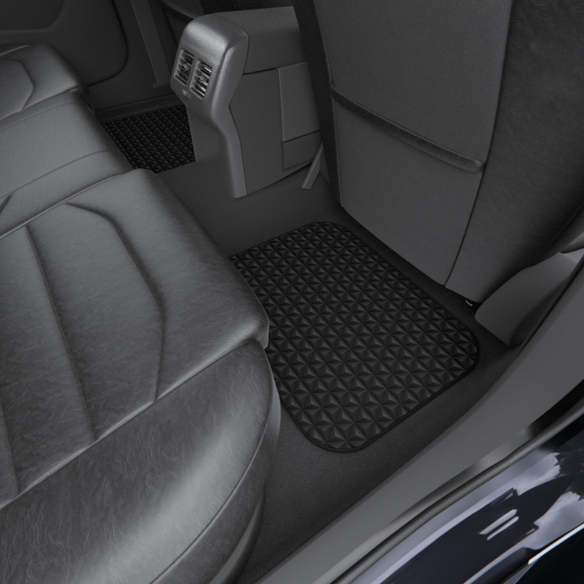 Black Abstract 3D Geometric Pattern Car Floor Mats set of 4 Sleek ...