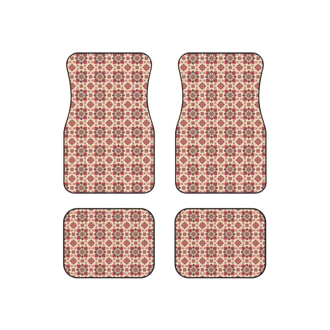 Seamless Rangoli Floral Design Car Floor Mats (set of 4) - Elegant ...