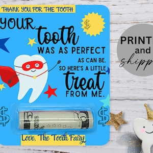 Tooth Fairy Money Holder Card, Tooth Fairy Gift for Boy, Tooth Fairy ...